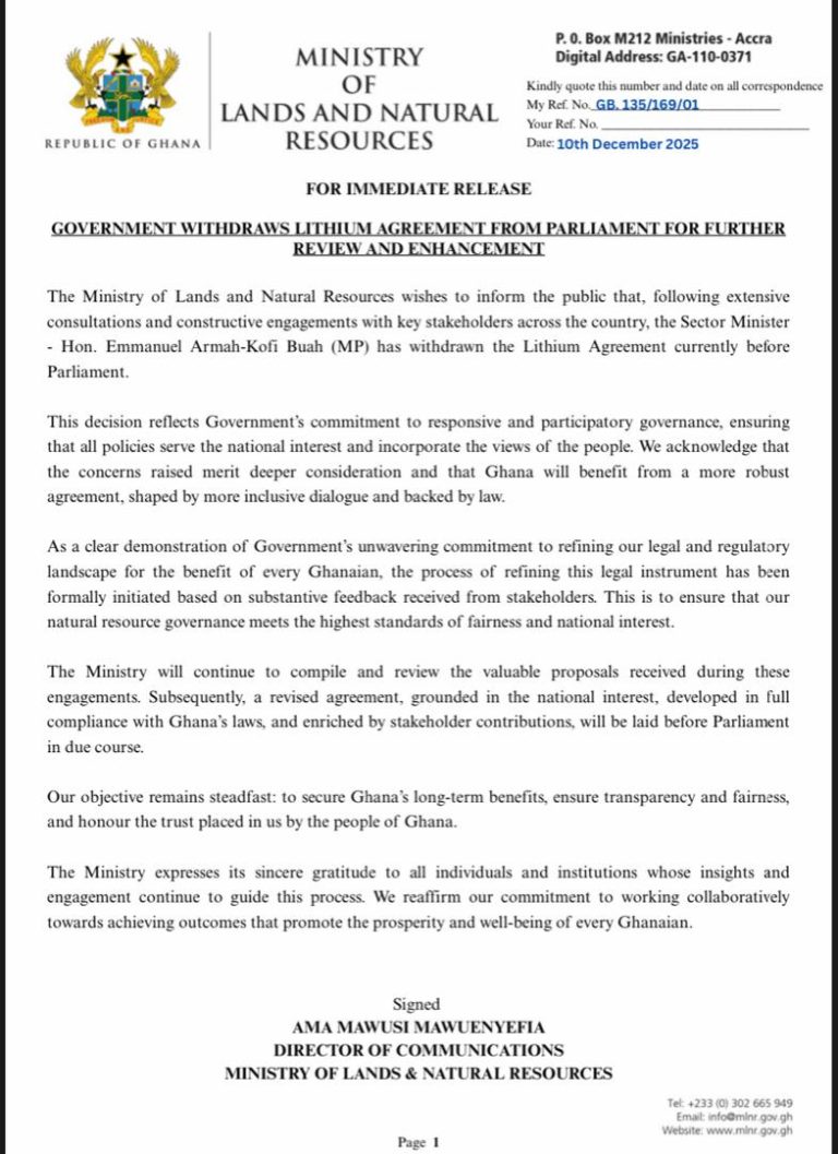 FOR IMMEDIATE RELEASE - Ministry of Lands and Natural Resources ...
